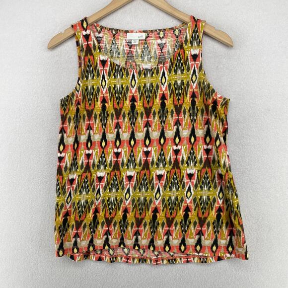 J. Jill | Tops | Jjill Top Pxs Petite Tank Ikat Scoop Neck Cotton ...